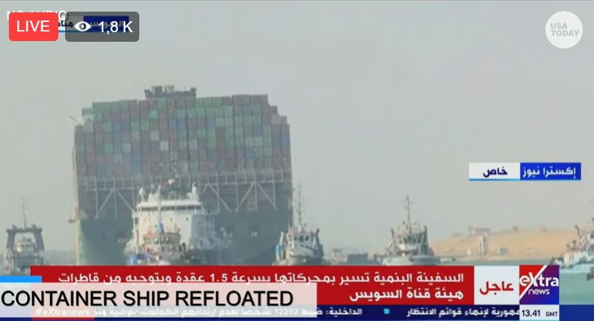 LIVE: Nava gigant care bloca circulația pe Canalul Suez a fost ...